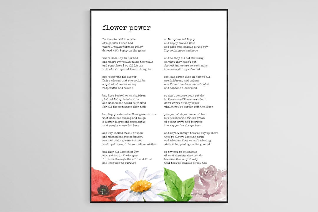 Flower Power - Original Poetry Print A4 (digital Download) - Etsy