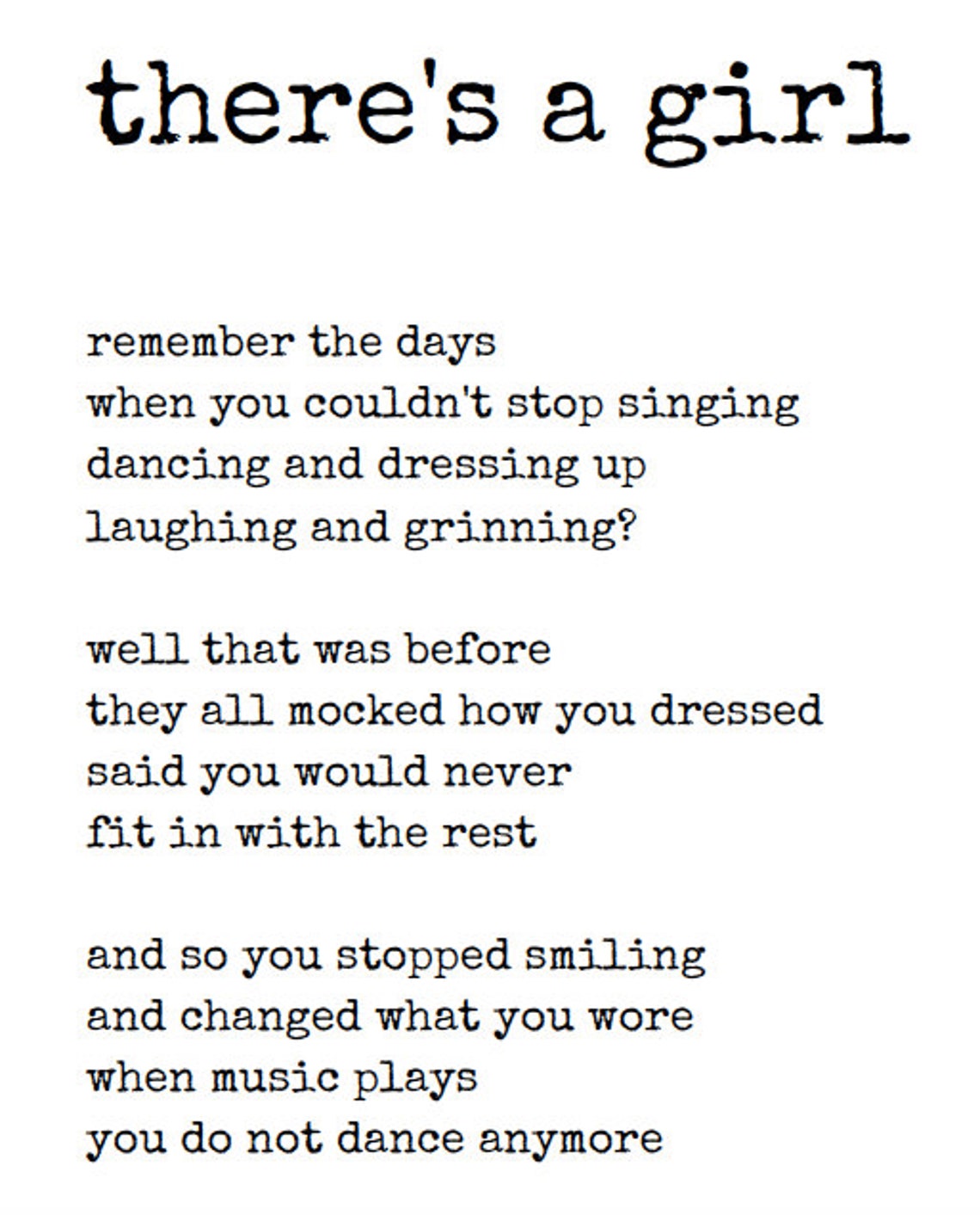 There's a Girl A4 Digital Download Poetry Print - Etsy