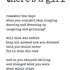 There's a Girl - A4 Digital Download Poetry Print - Etsy