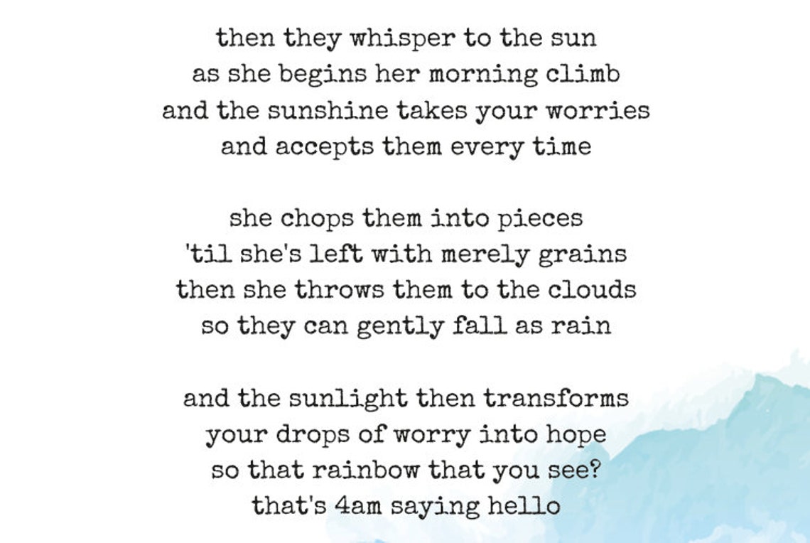 4am Original Poetry Print A4 digital Download | Etsy