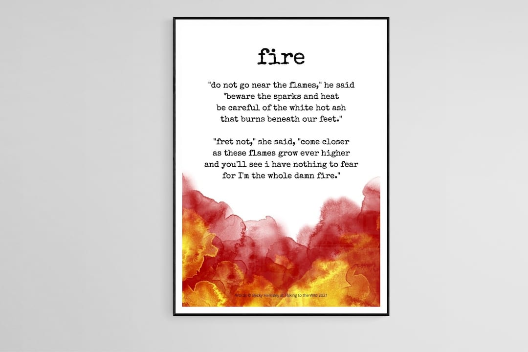Fire - Original Poetry Print A4 (digital Download) - Etsy
