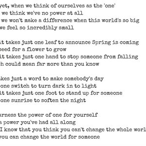 The Power of One - Original Poetry Print A4 (digital Download) - Etsy UK