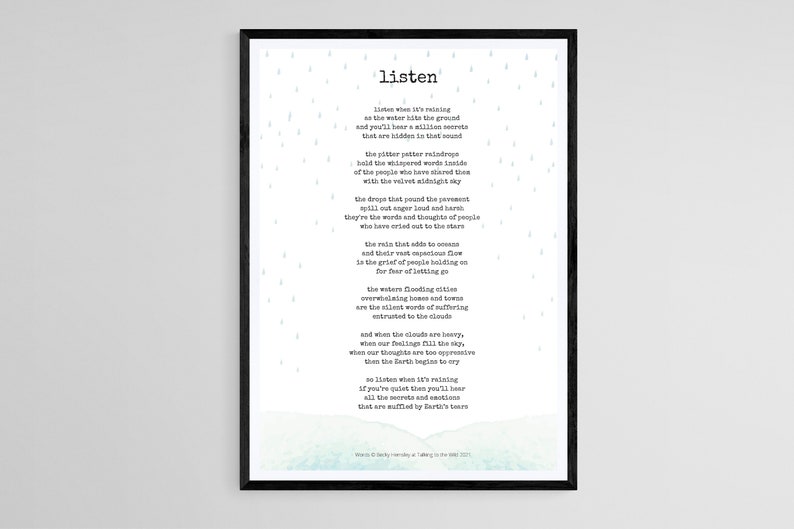 Listen Original Poetry Print A4 Digital Download by Becky Hemsley - Etsy