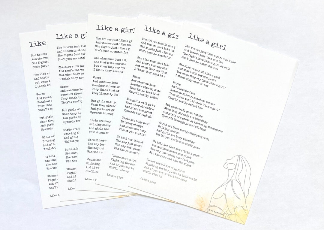 Like a Girl Poem - Packs of Postcard Prints - Etsy