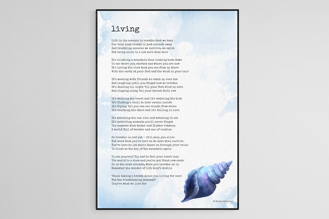 Living - Original Poetry Print A4 (digital Download) by Becky Hemsley ...