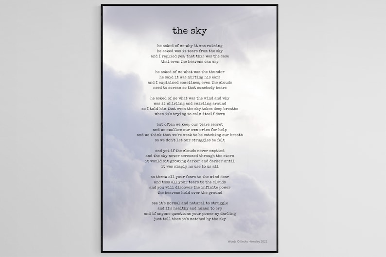 The Sky - Original Poetry Print A4 (digital Download) - Etsy UK