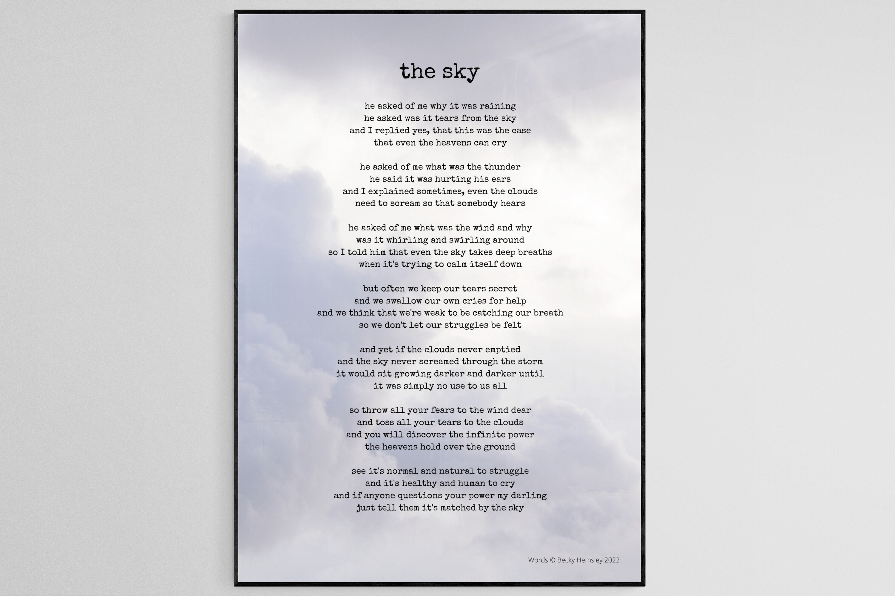 The Sky Original Poetry Print A4 digital Download - Etsy UK