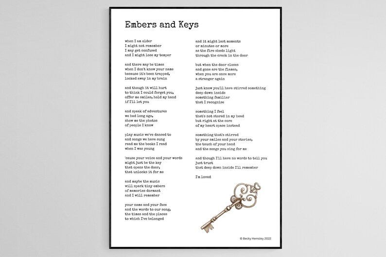 Embers and Keys - Original Poetry Print (A4 Digital Download) - Etsy