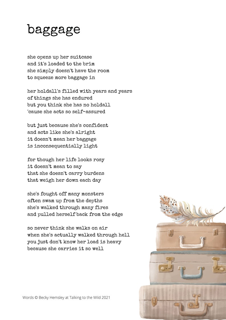 Baggage Original Poetry Print A4 Digital Download - Etsy UK