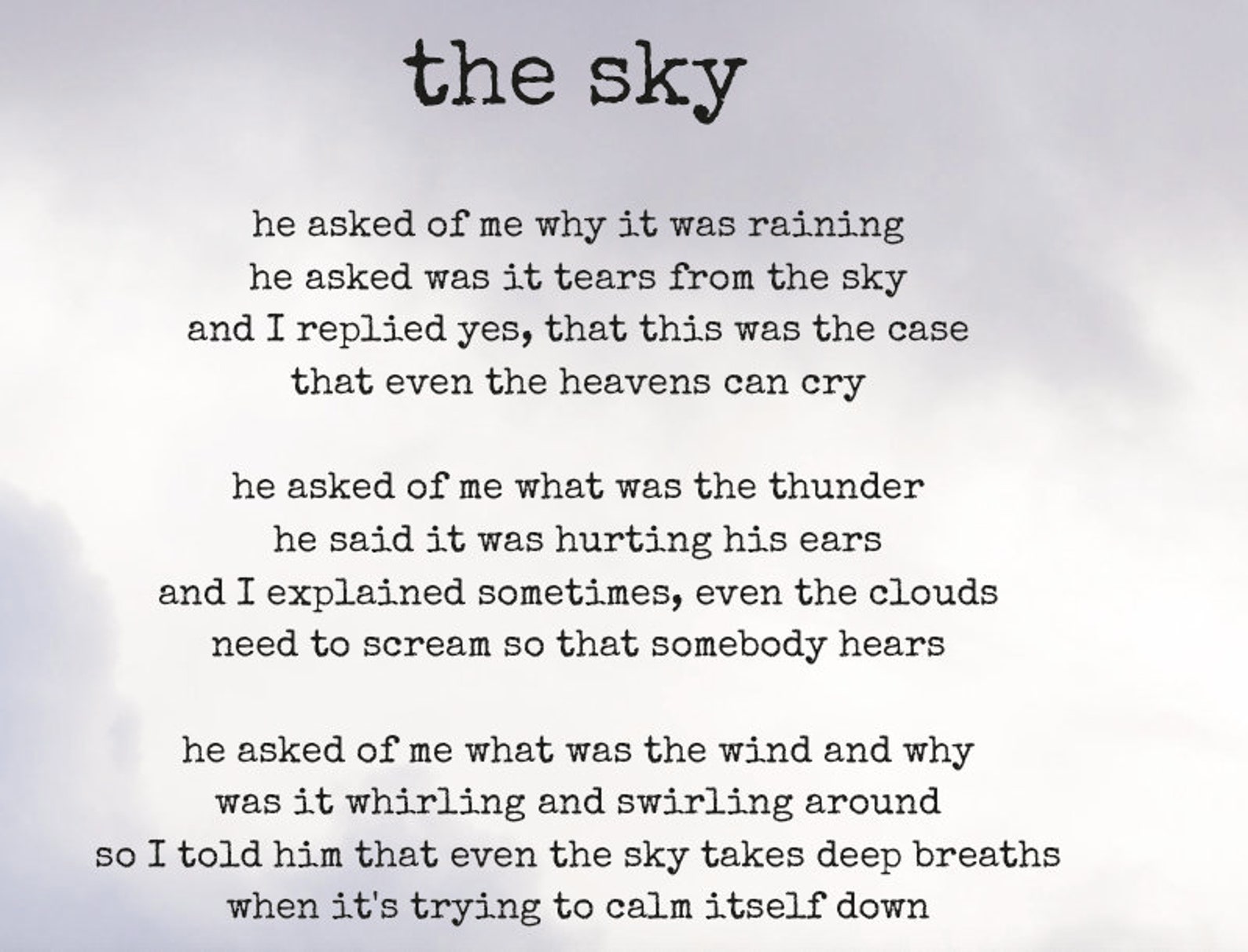 The Sky Original Poetry Print A4 digital Download - Etsy UK