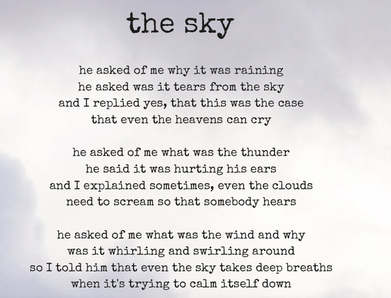 The Sky - Original Poetry Print A4 (digital Download) - Etsy UK