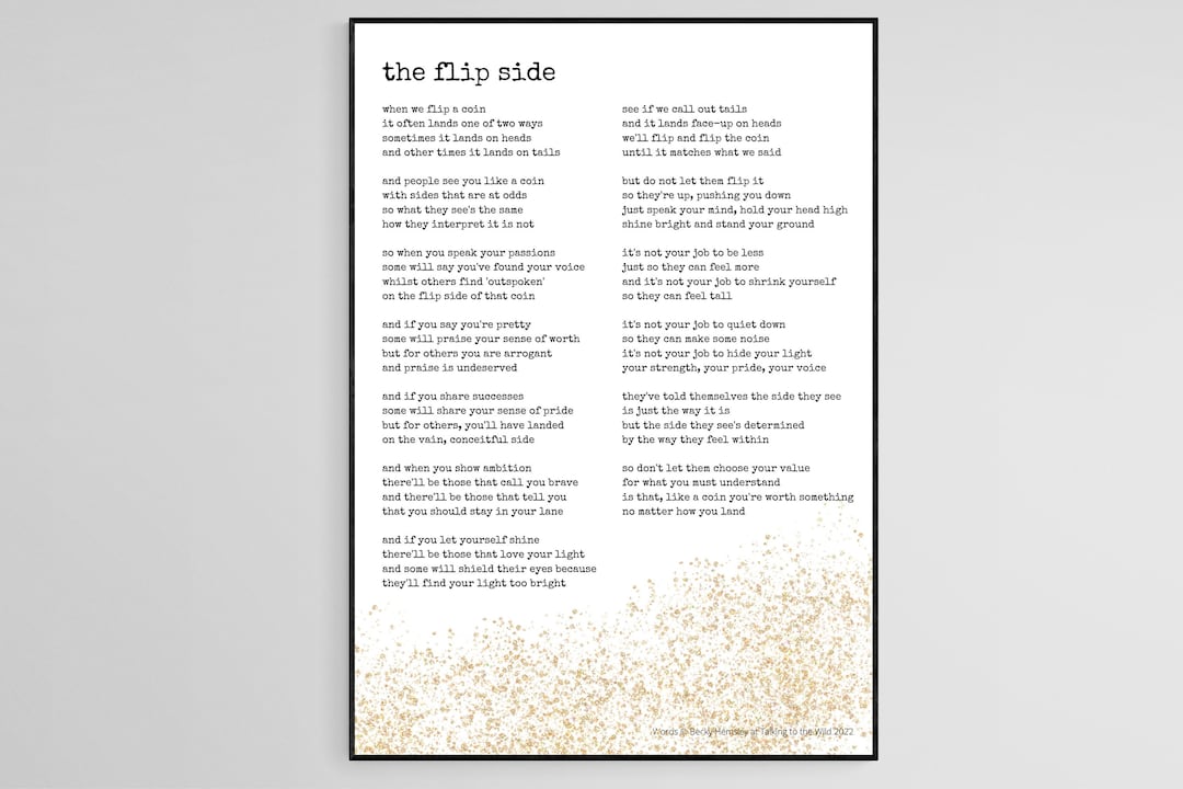 The Flip Side - Original Poetry Print (digital Download A4) - Etsy UK