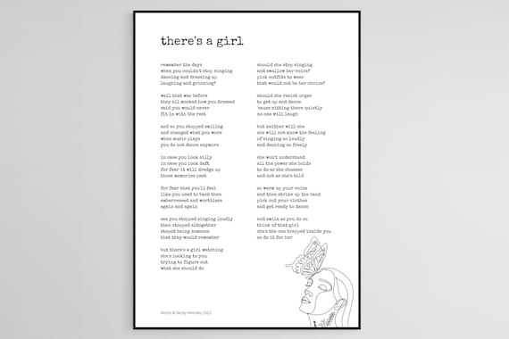 There's a Girl A4 Digital Download Poetry Print - Etsy New Zealand