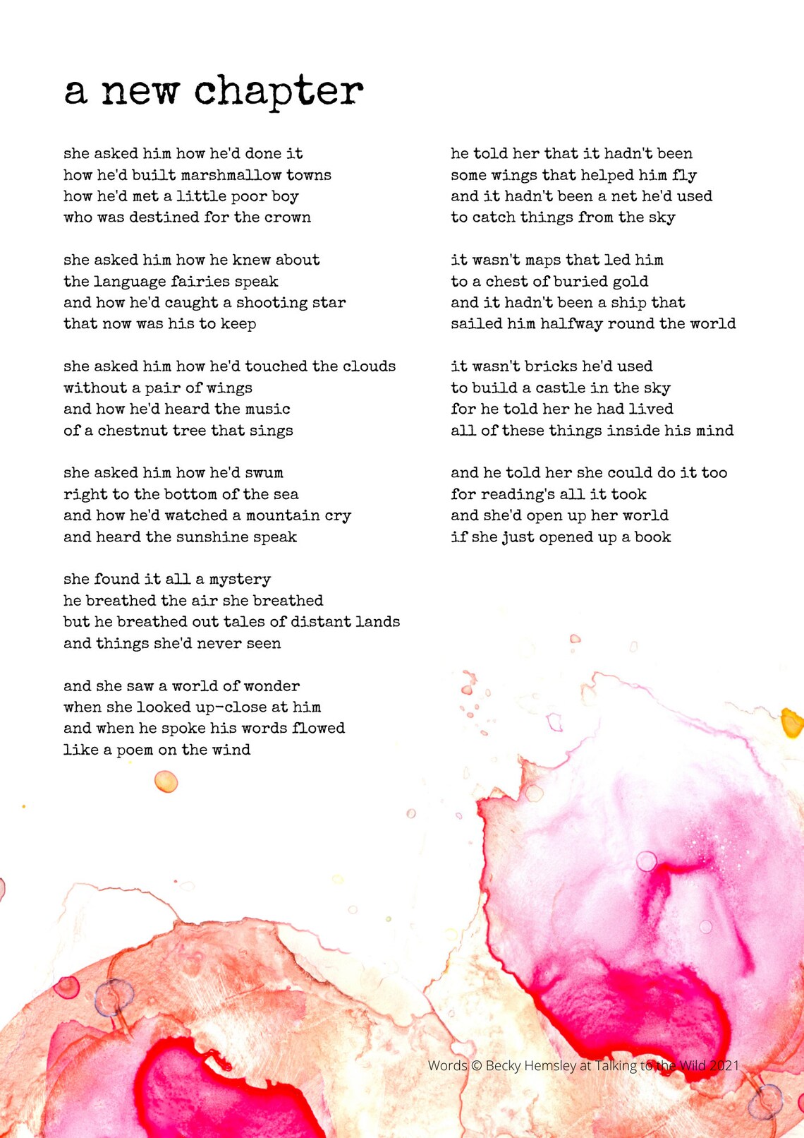 A New Chapter - Original Poetry Print A4 (digital Download) - Etsy UK