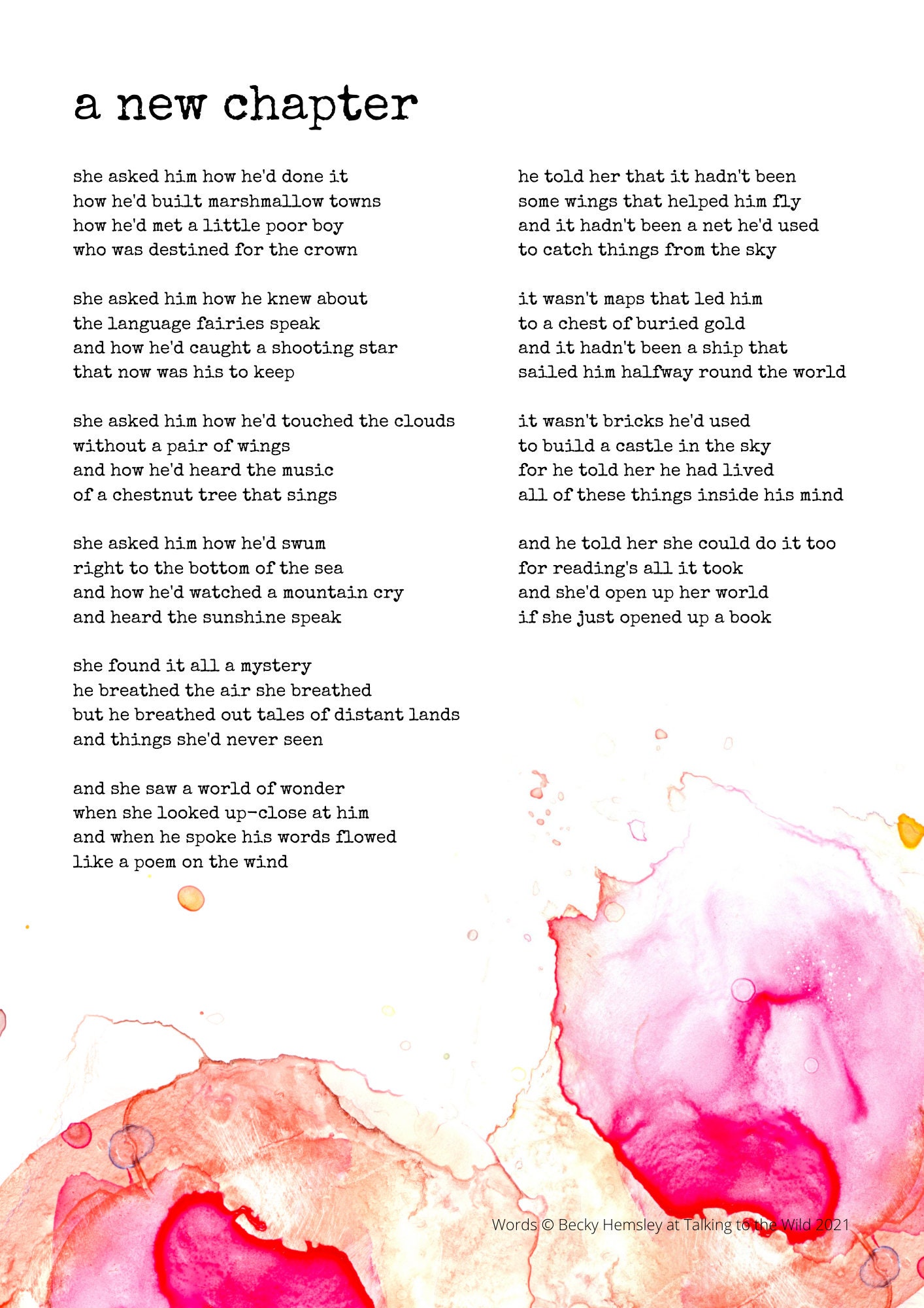 A New Chapter - Original Poetry Print A4 (digital Download) - Etsy UK