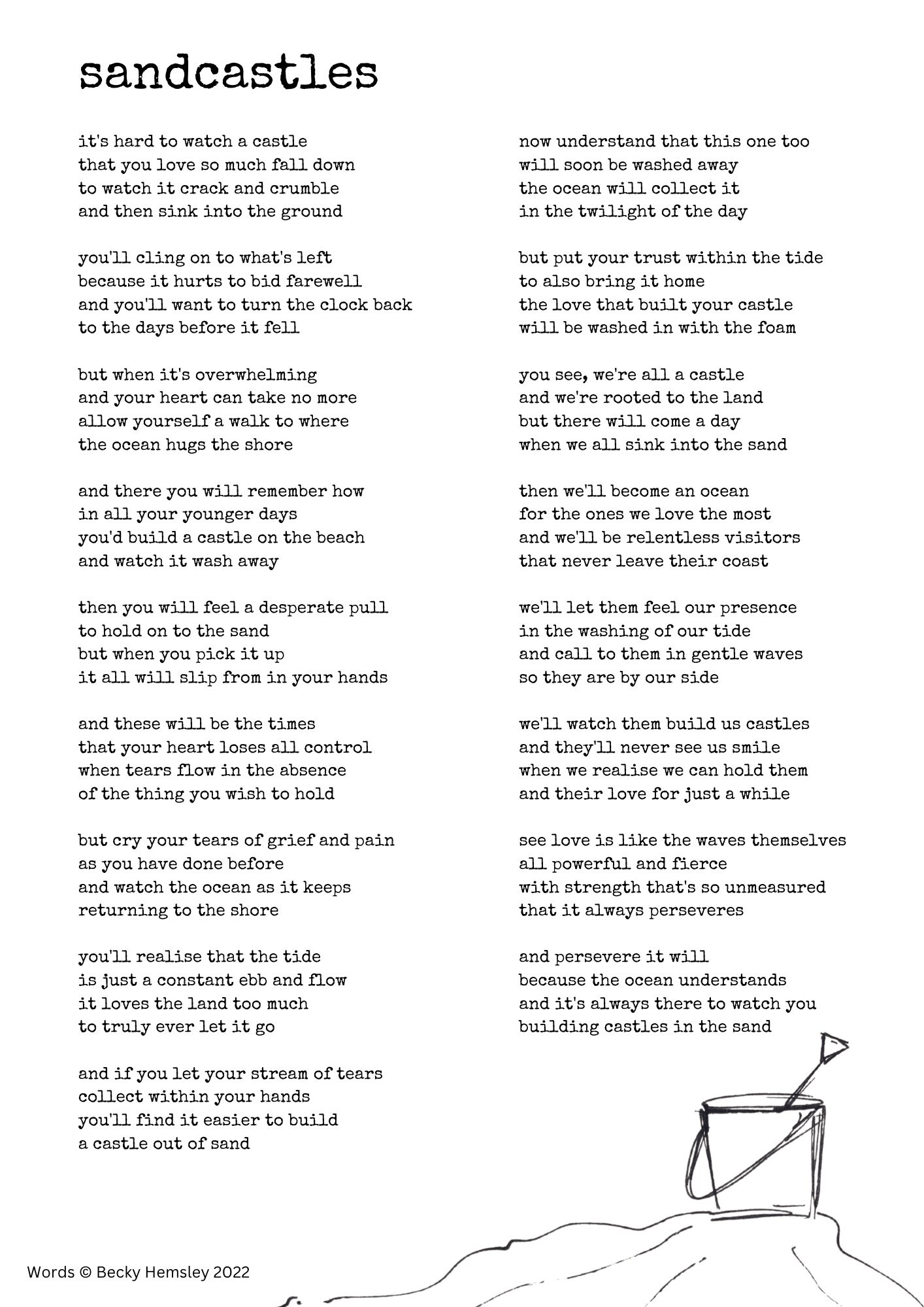 Sandcastles - Digital Download of Original Poetry Print by Becky ...