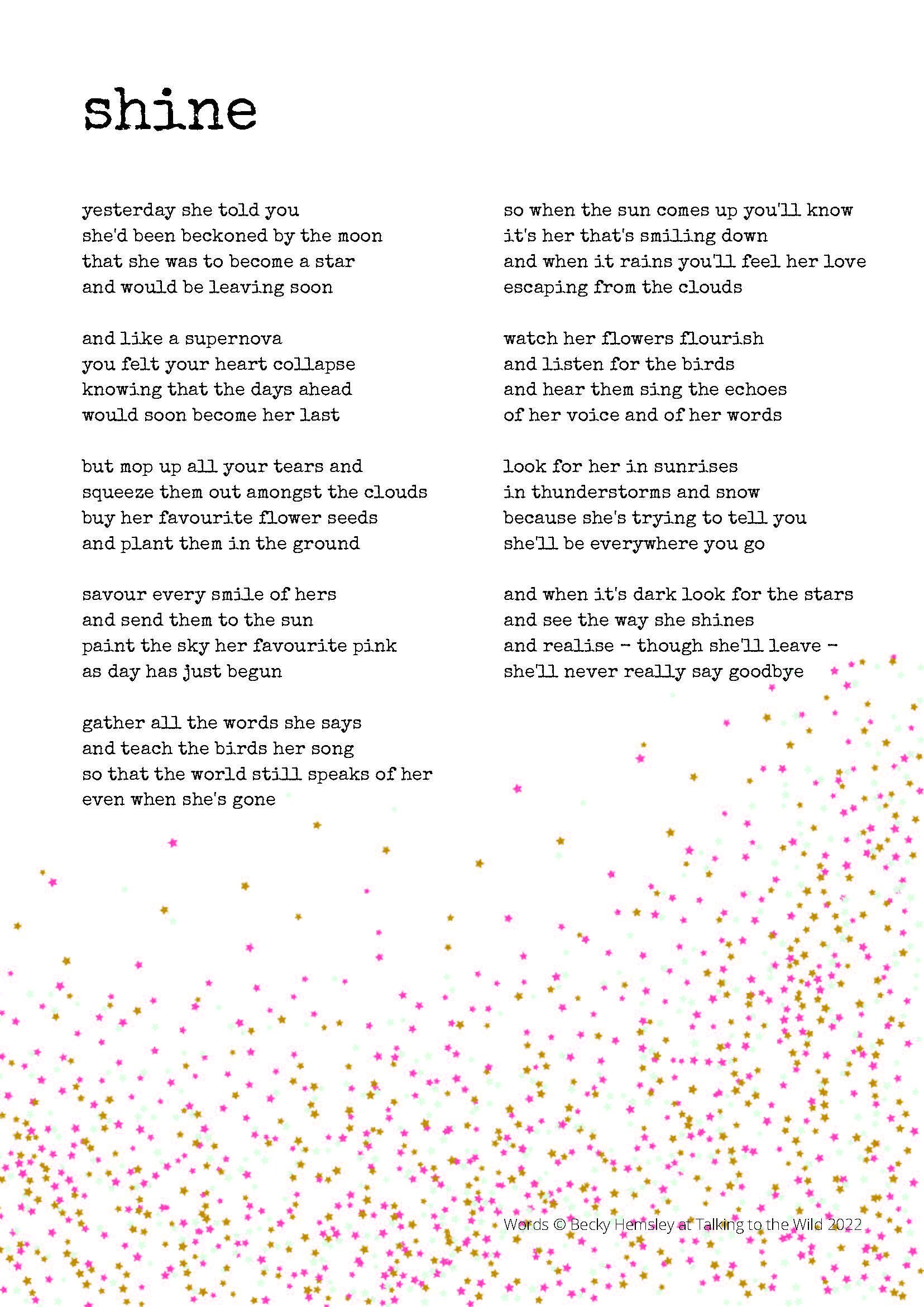 Shine Original Poetry Print A4 Digital Download - Etsy UK