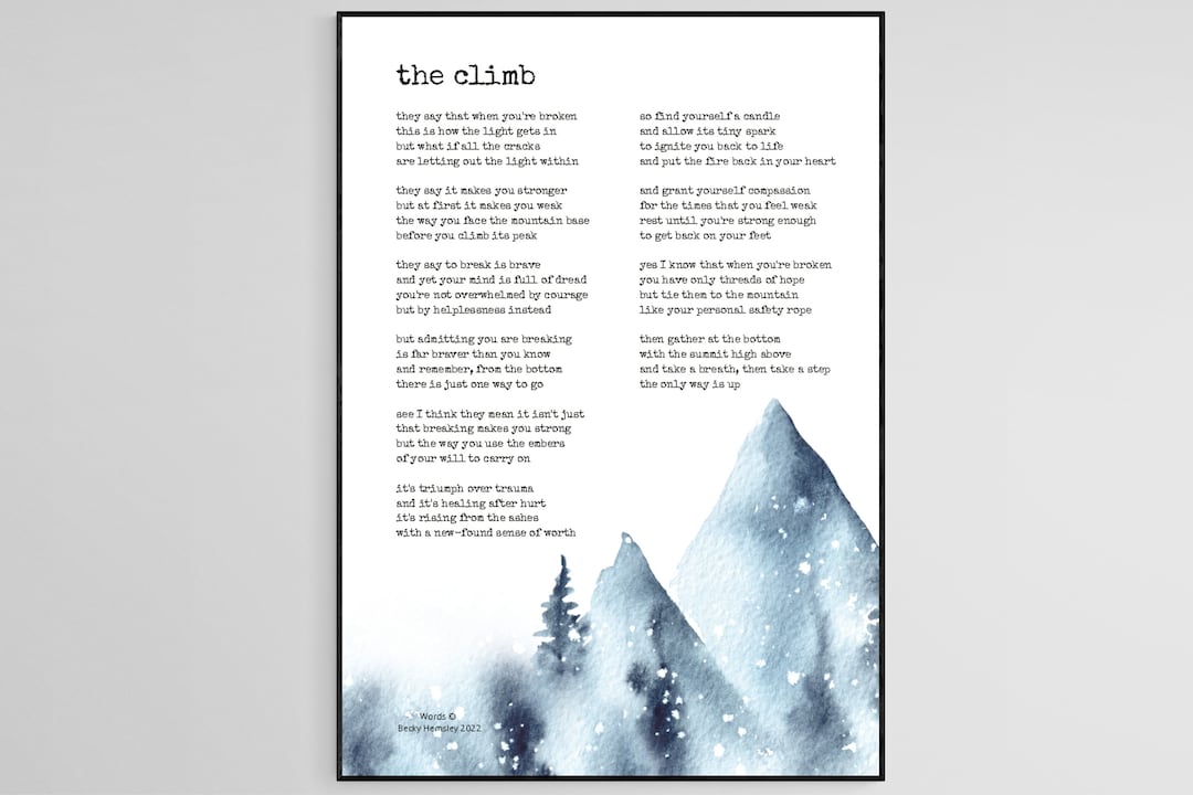 The Climb - Original Poetry Print (A4 Digital Download) - Etsy UK