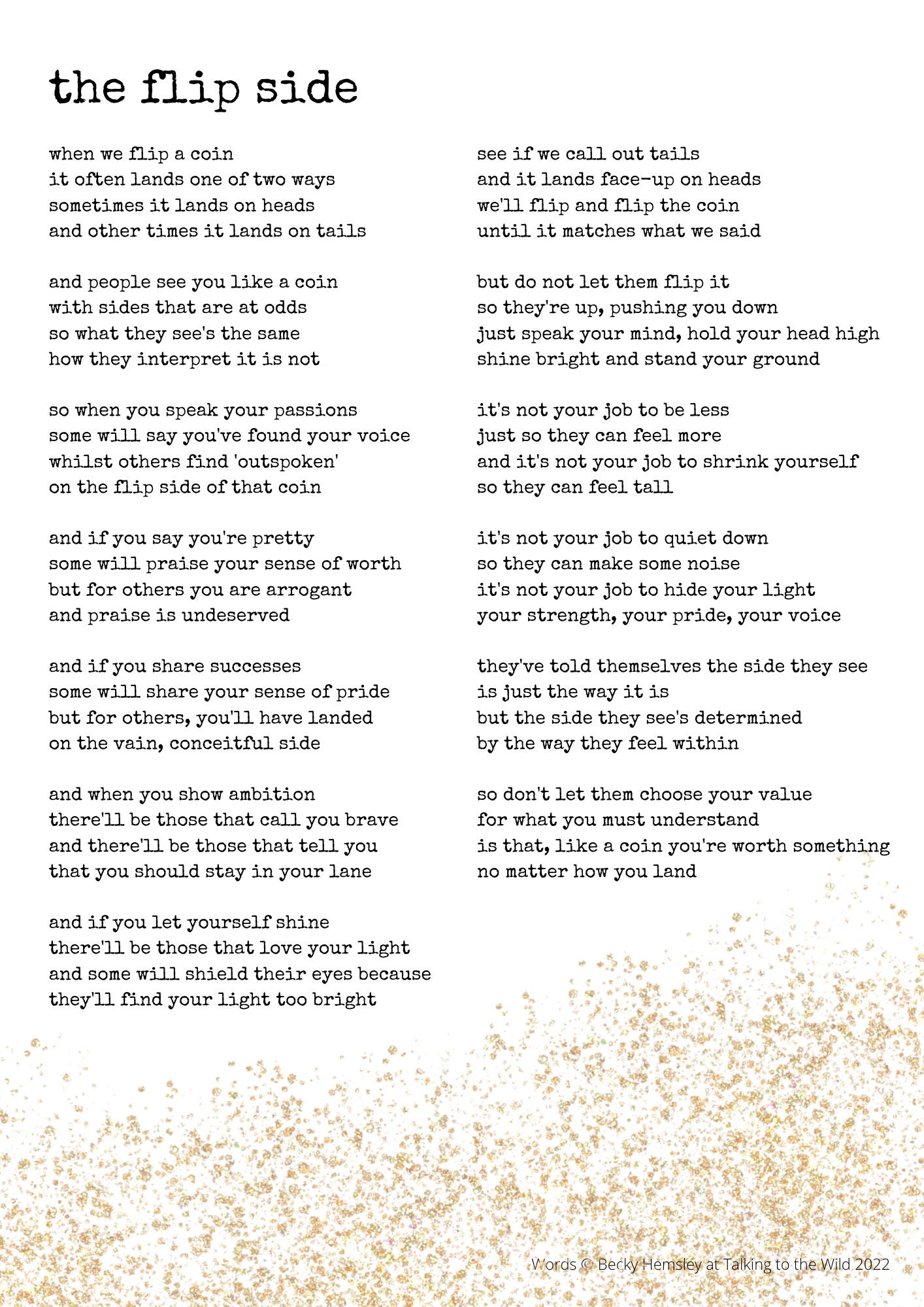 The Flip Side - Original Poetry Print (digital Download A4) - Etsy UK