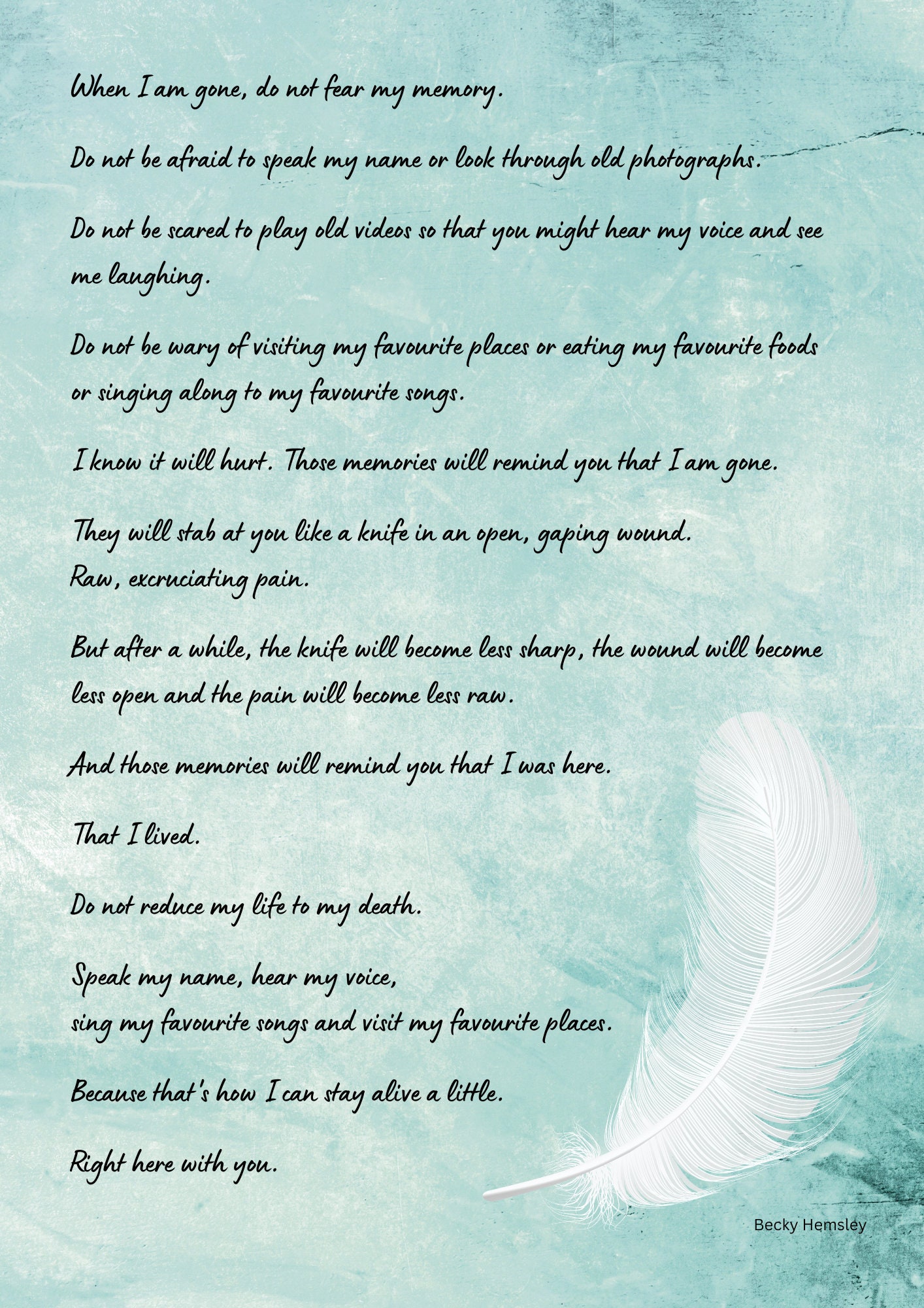 When I Am Gone Poem Packs of Postcard Prints - Etsy UK