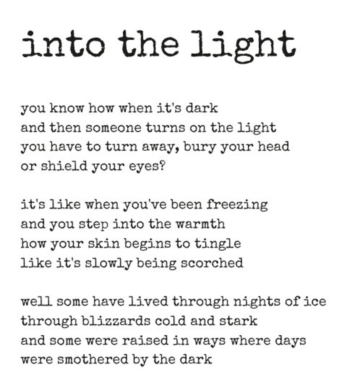 Into the Light Digital Download of Original Poetry Print by - Etsy