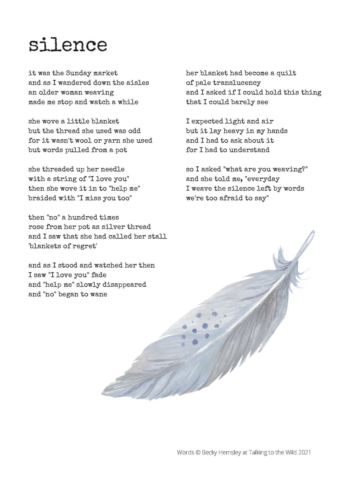 Silence - Original Poetry Print (digital Download) - Etsy UK