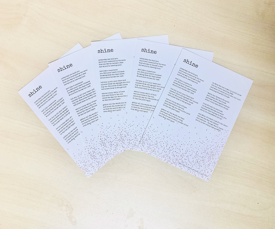 Shine Poem - Packs of Postcard Prints - Etsy