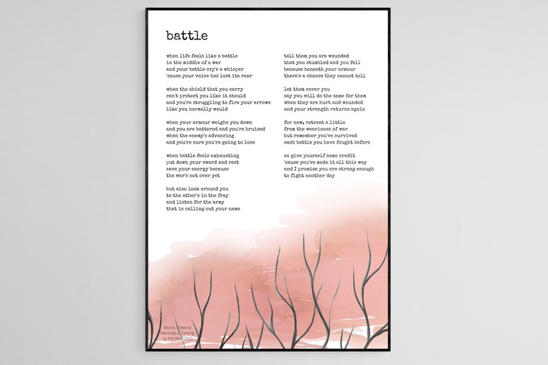 Battle - Original Poetry Print (A4 Digital Download) by Becky Hemsley ...