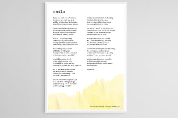 Smile Original Poetry Print A4 digital Download | Etsy