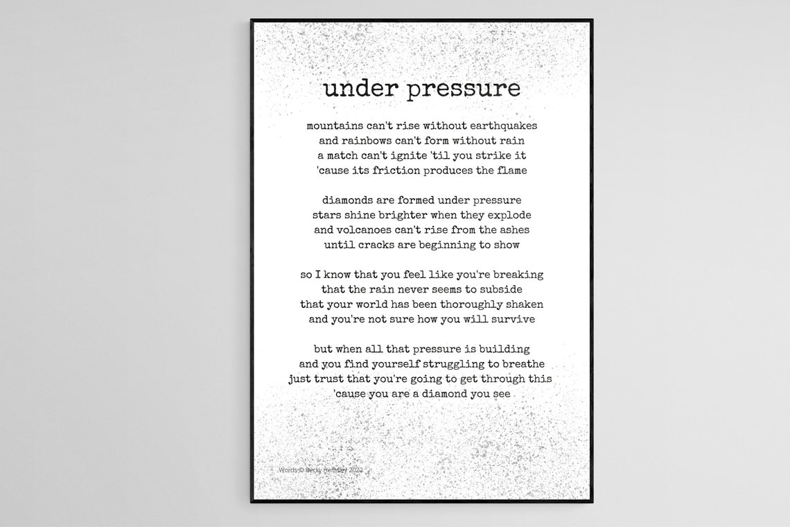 Under Pressure - Original Poetry Print A4 (digital Download) - Etsy UK