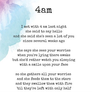 4am - Original Poetry Print A4 (digital Download) - Etsy