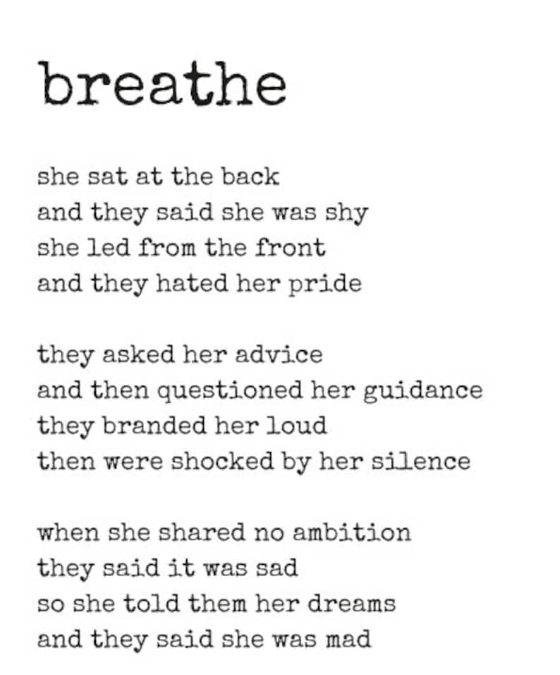 Breathe Original Poetry Print A4 digital Download - Etsy