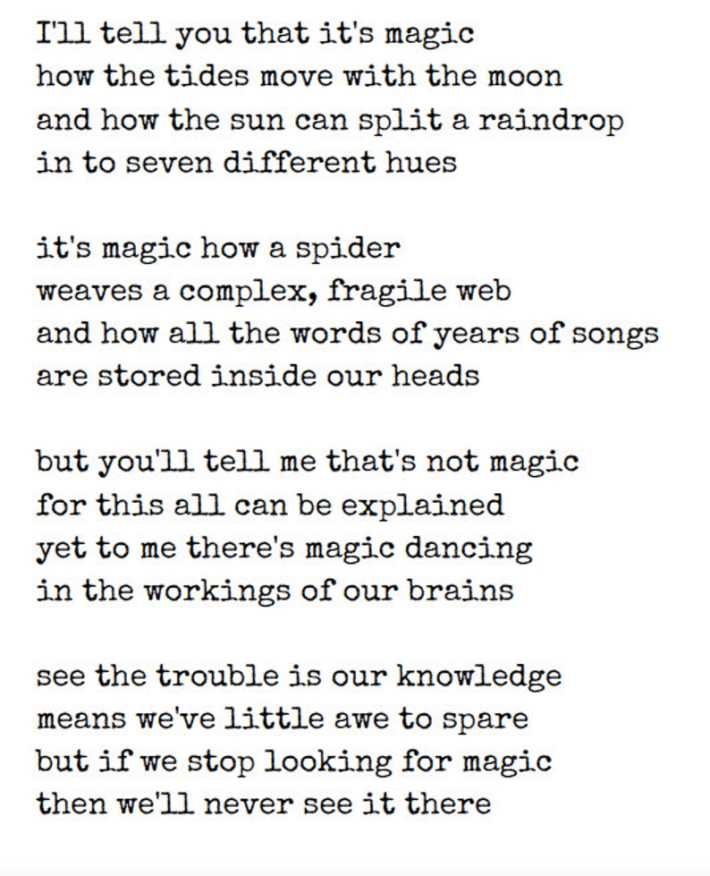 Magic Original Poetry Print A4 digital Download - Etsy UK