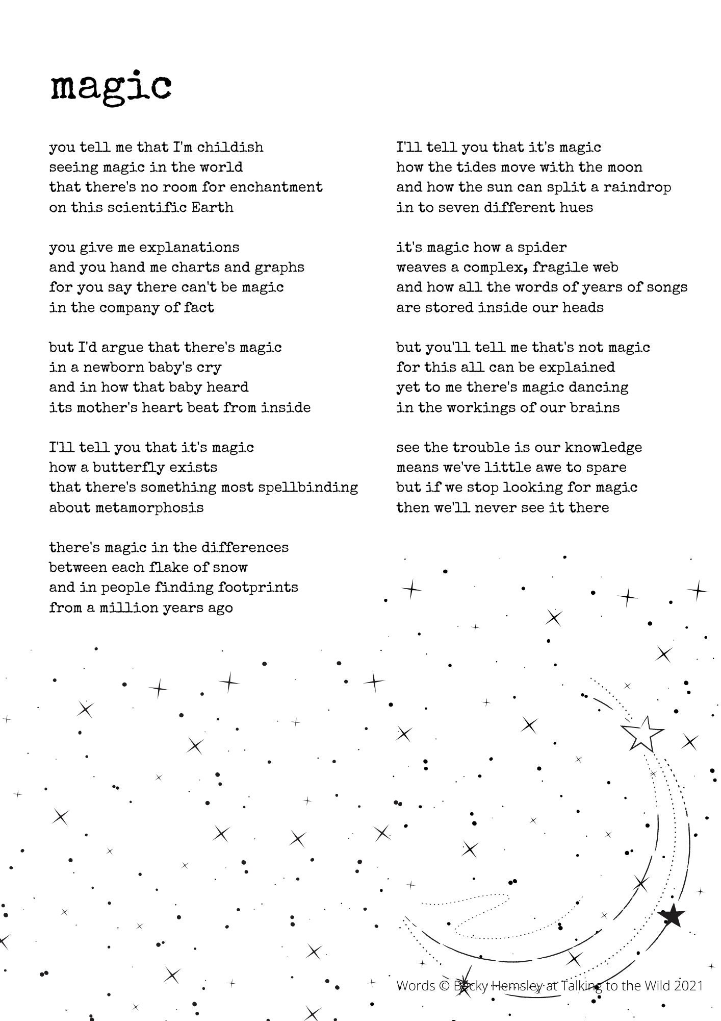 Magic Original Poetry Print A4 digital Download | Etsy UK