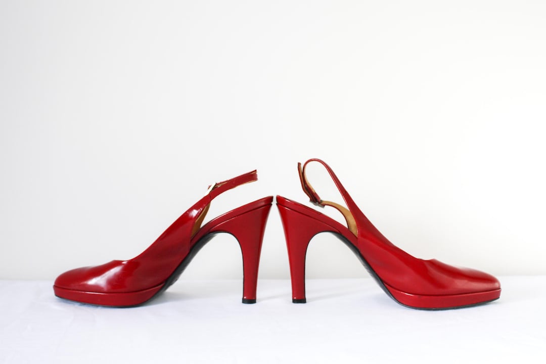 Red Slingback High Heels - Etsy