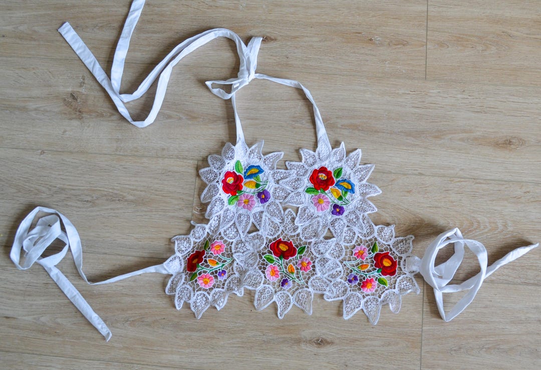 Upcycled Doily Embroidered Halter Top: Handmade Summer Crop Top - Etsy