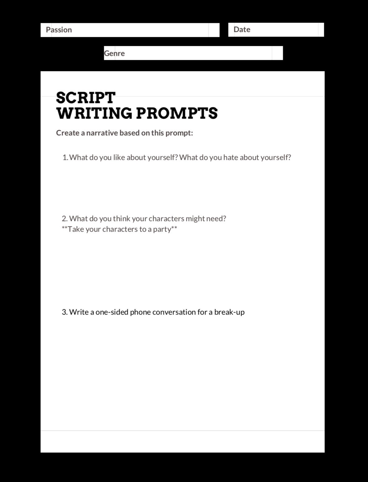 Digital Script Writing Prompts - Etsy