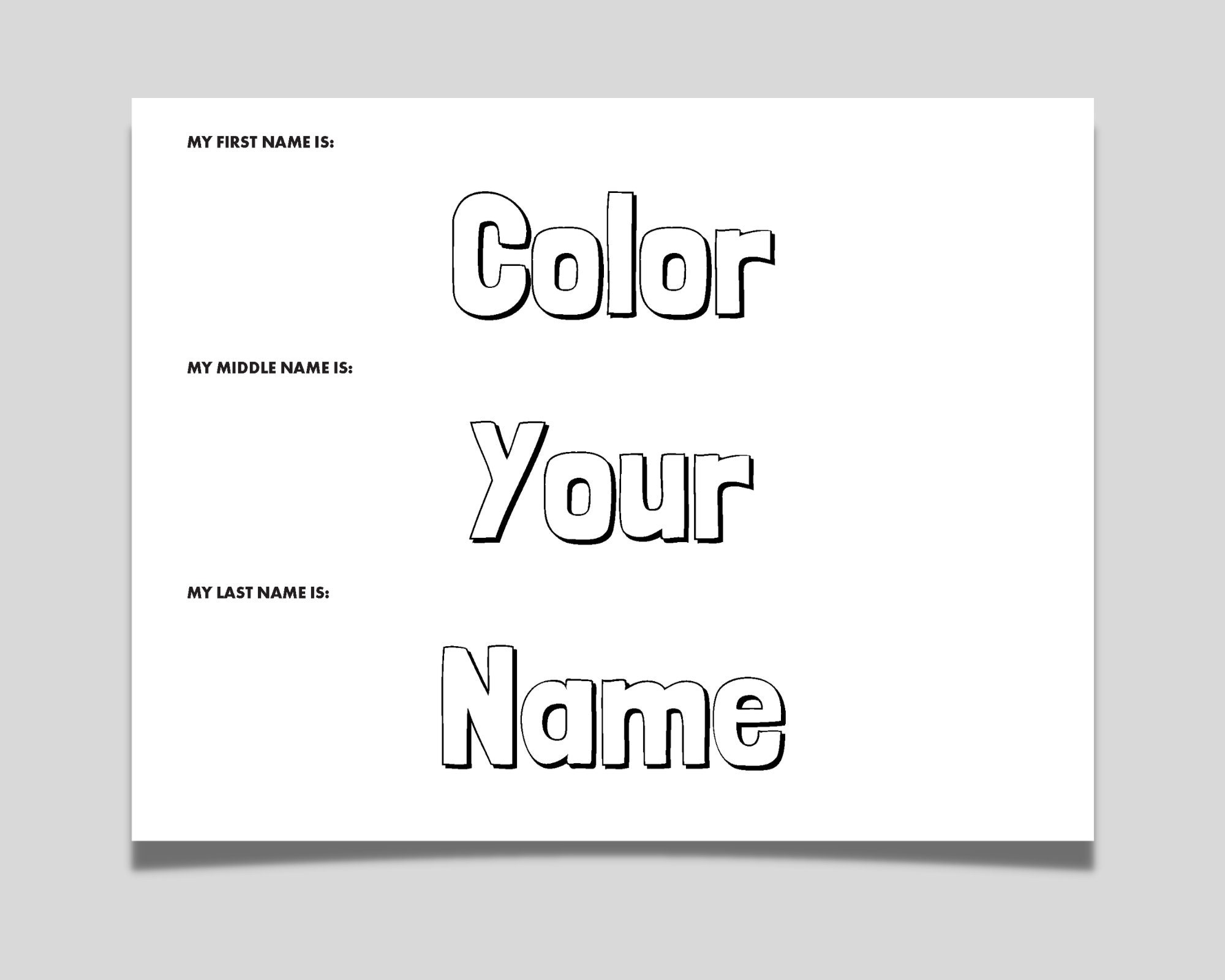 Custom Name Coloring Sheet, Handwriting Practice, Name Writing, Name ...