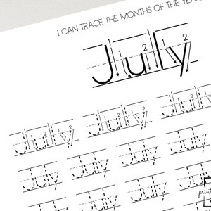 Months Tracing Packet, Handwriting Practice, Tracing Worksheets ...