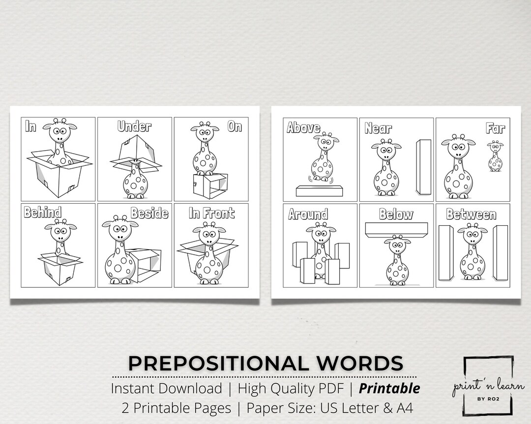 Prepositional Words, COLORING SHEETS, Prepositions Learning Practice ...