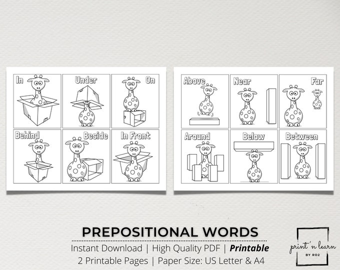Prepositional Words, COLORING SHEETS, Prepositions Learning Practice ...