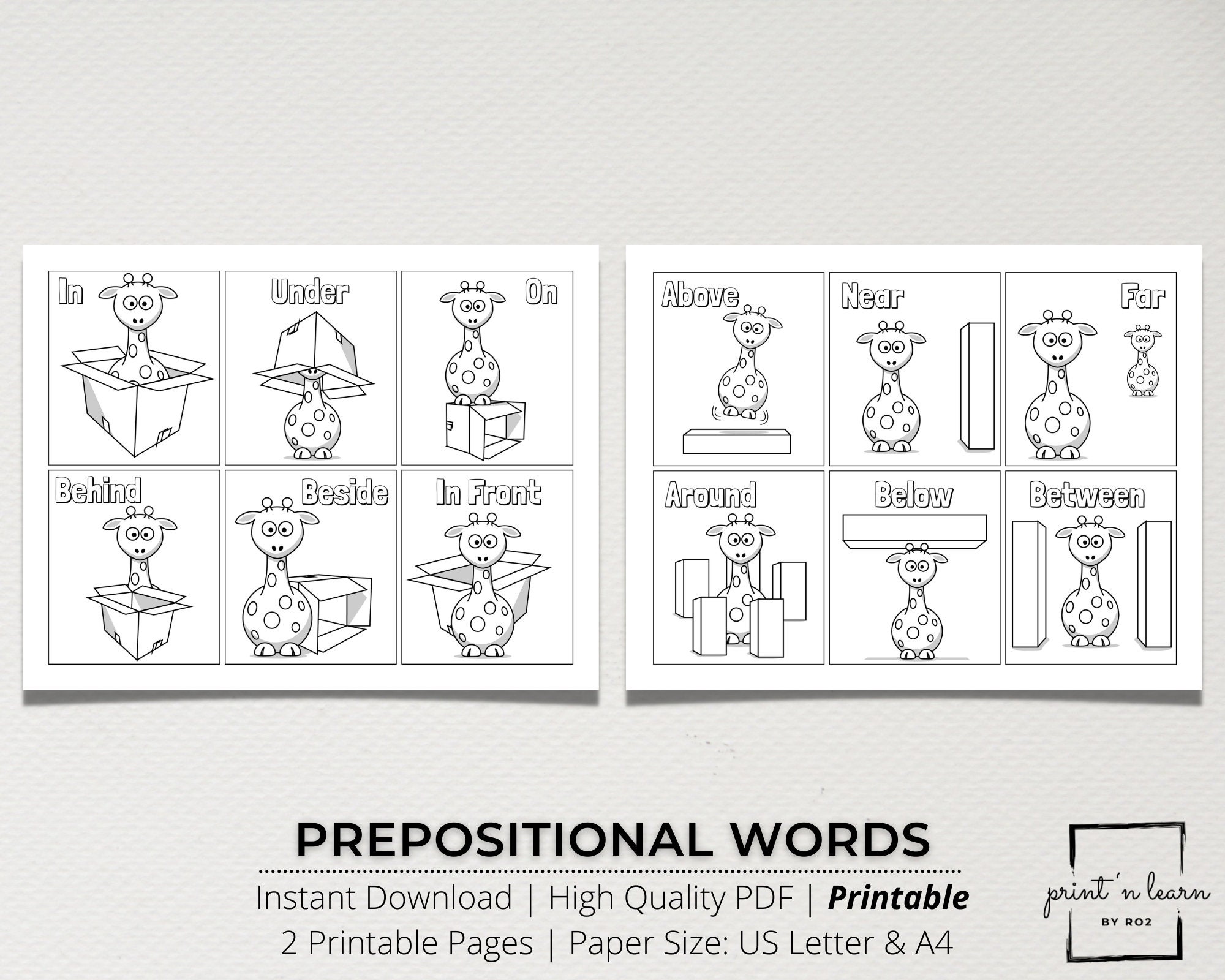 Prepositional Words, COLORING SHEETS, Prepositions Learning Practice ...