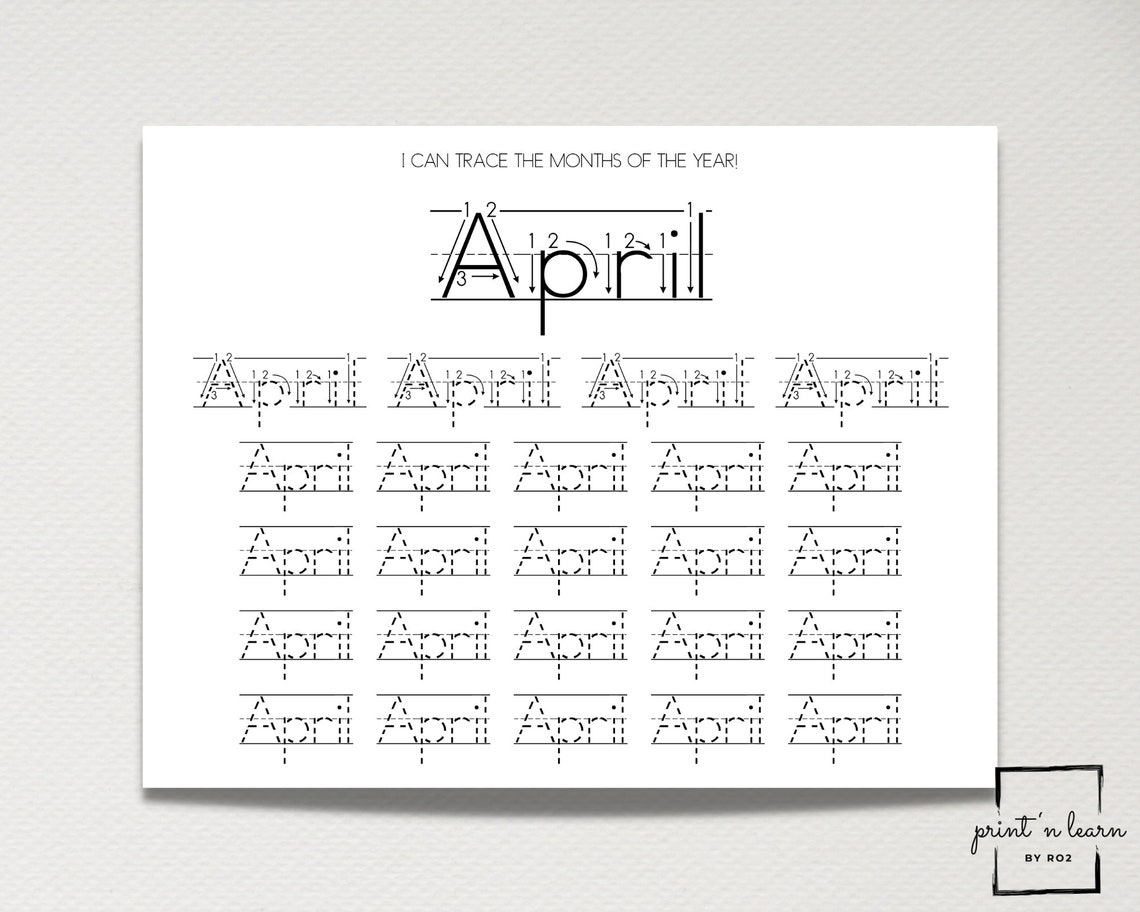 Months Tracing Packet, Handwriting Practice, Tracing Worksheets ...