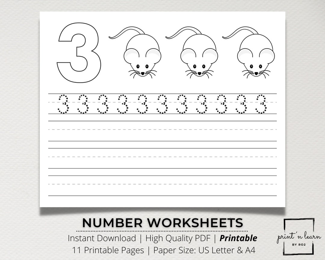 Numbers Worksheet, Handwriting Practice, Number Writing, Number Tracing ...