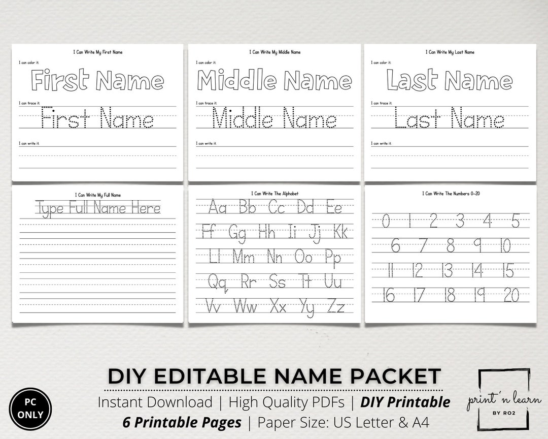 Custom Name Tracing Packet, Handwriting Practice, Name Writing, Name ...