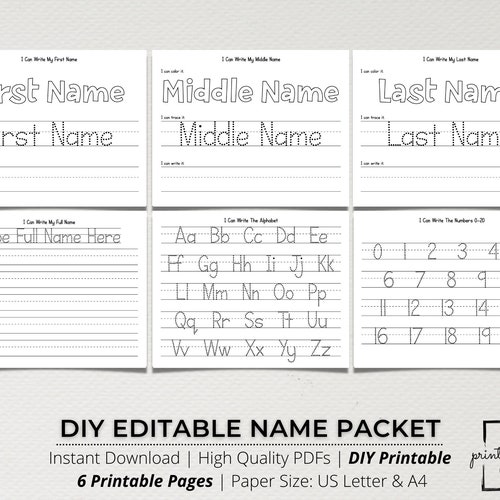 Custom Name Tracing Sheet Handwriting Practice Name Writing - Etsy