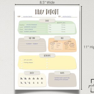 Toddler & Baby Daily Log Template, Child Daily Report, Toddler Report ...