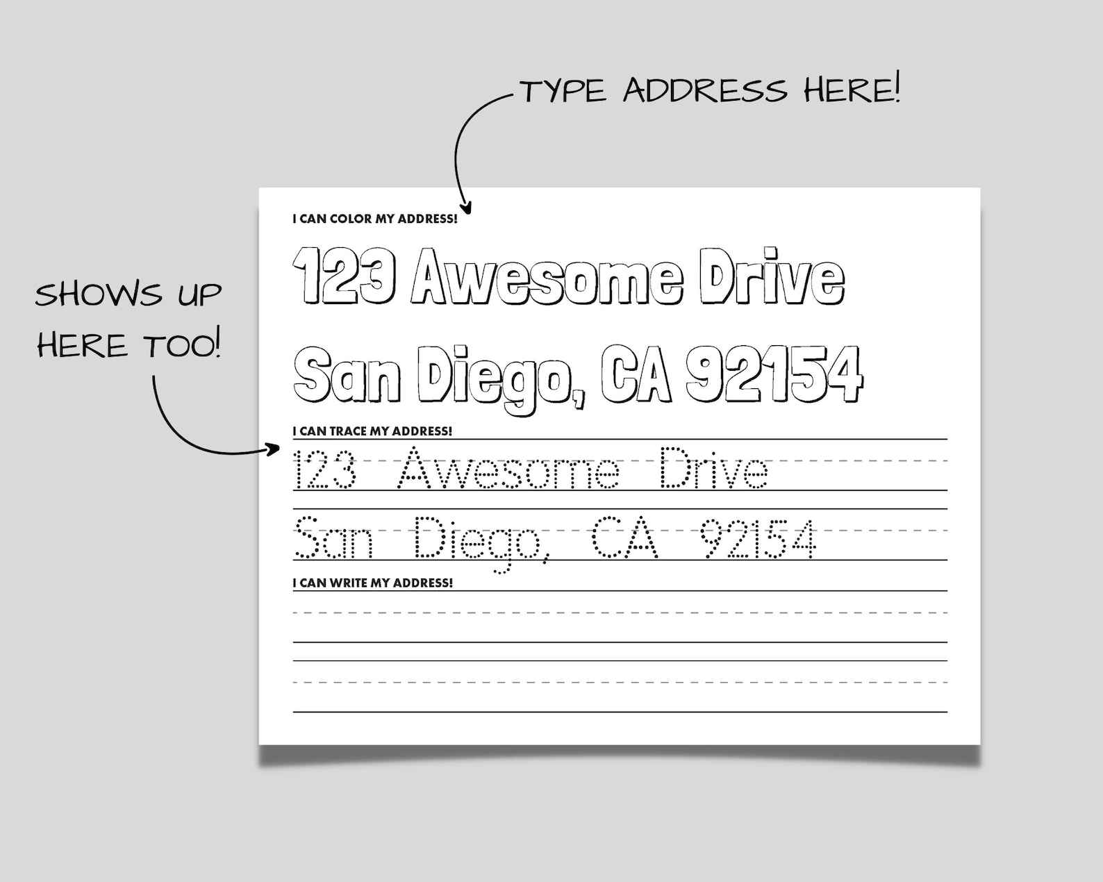 Address Tracing Sheet, I Know My Address, Address Worksheet, Address ...