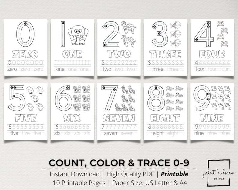 Numbers Worksheet, Handwriting Practice, Number Writing, Number Tracing ...