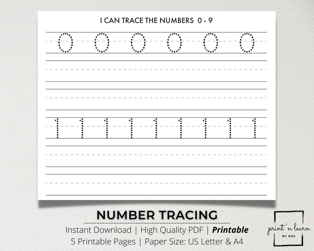 Number Tracing Sheet, Handwriting Practice, Number Writing, Number ...